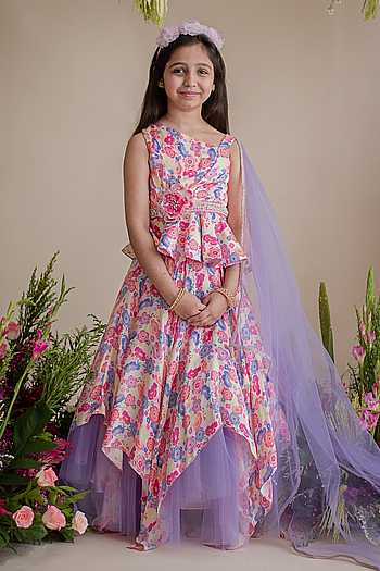Buy Pa:Paa Multi Color Floral Print Lehenga Set For Girls Online | Aza ...