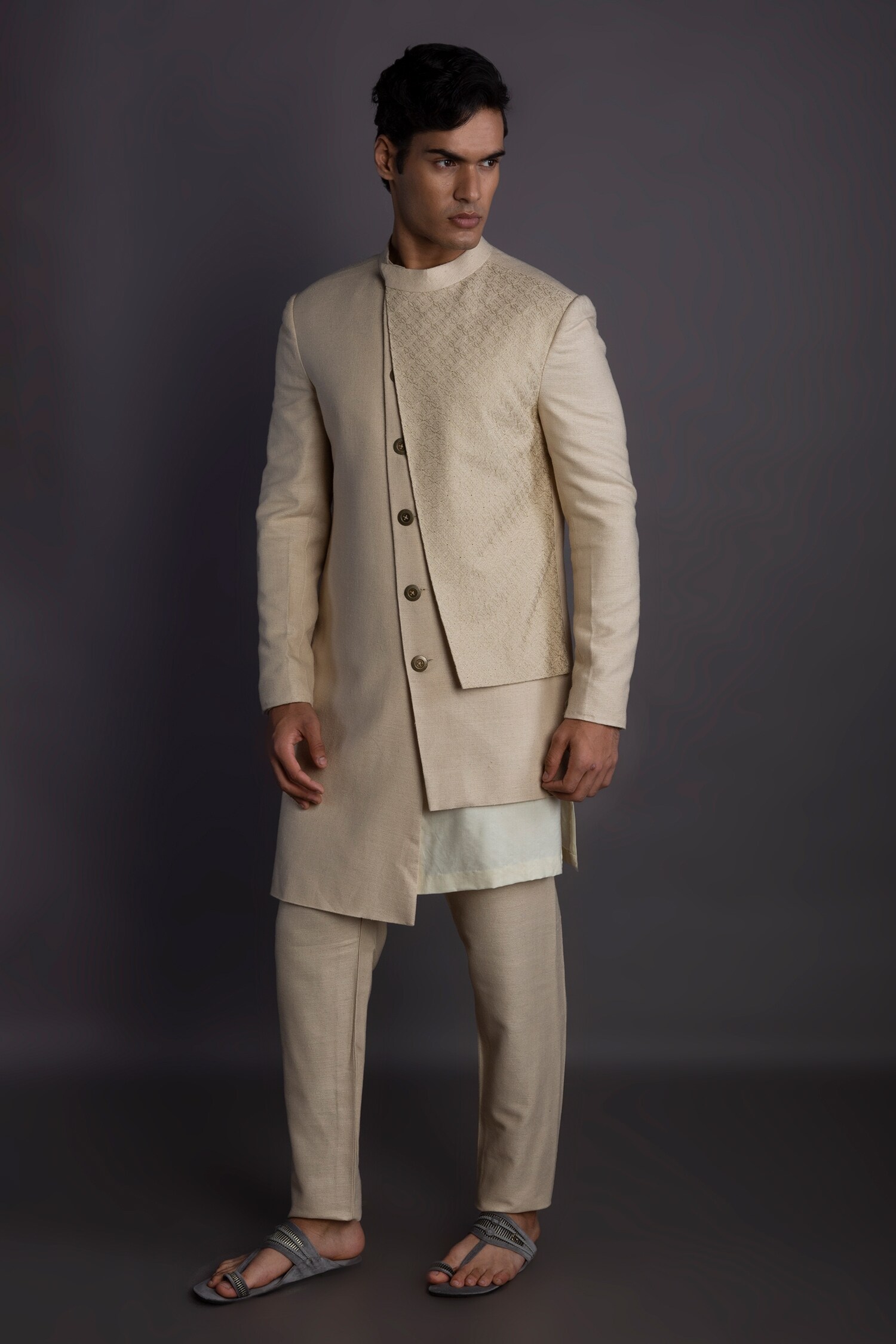 Buy Off White Jacket And Pant - Matka & Kurta - Katan Panel & Set For ...