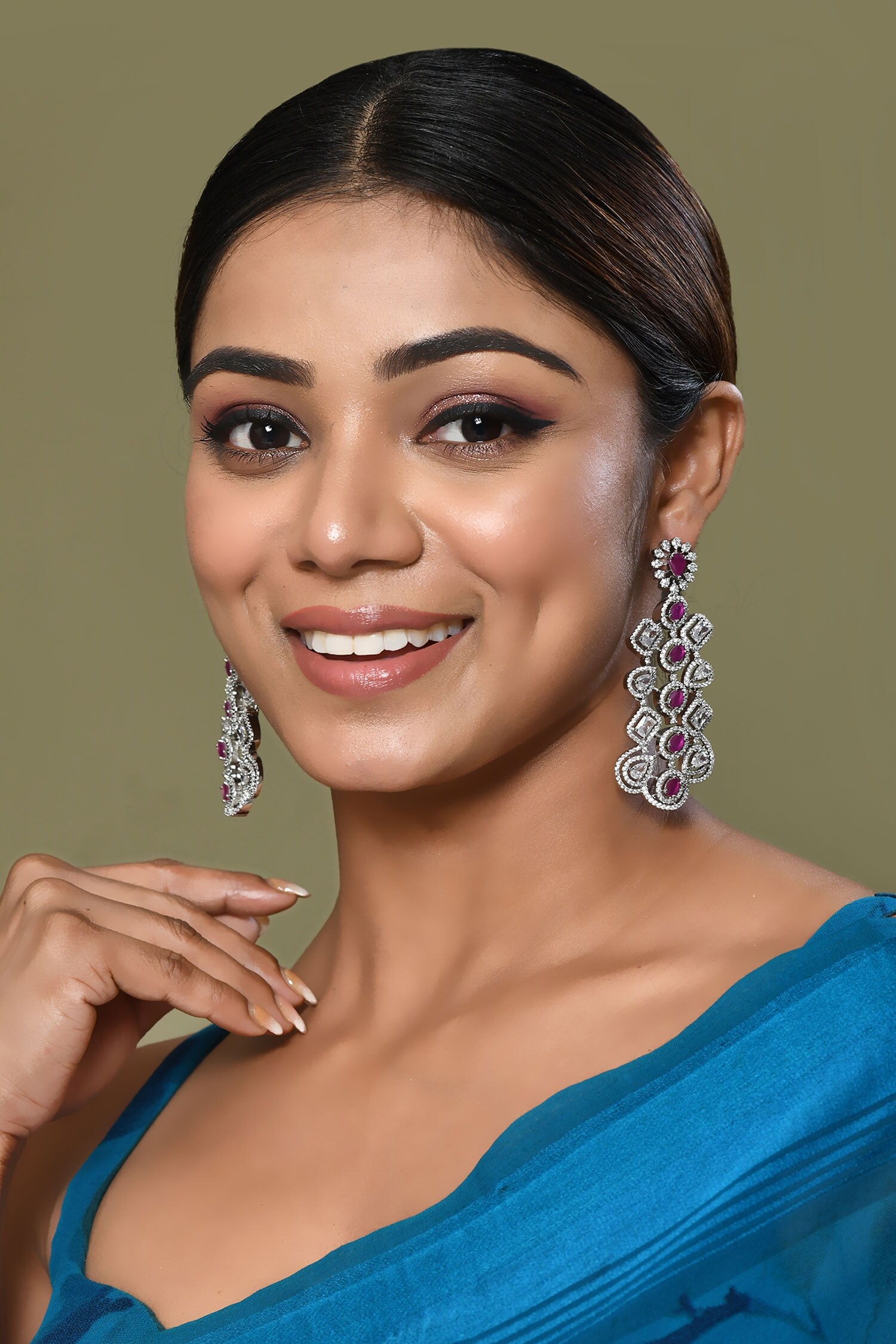 Buy Nazaakat by Samara Singh Stone Embellished Dangler Earrings Online | Aza Fashions