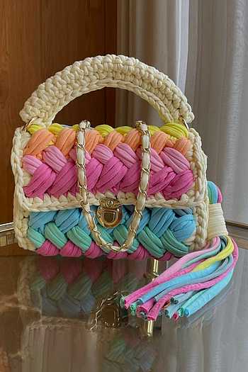 Buy BIJIT Rainbow Braided Cotton Sling Bag Online | Aza Fashions
