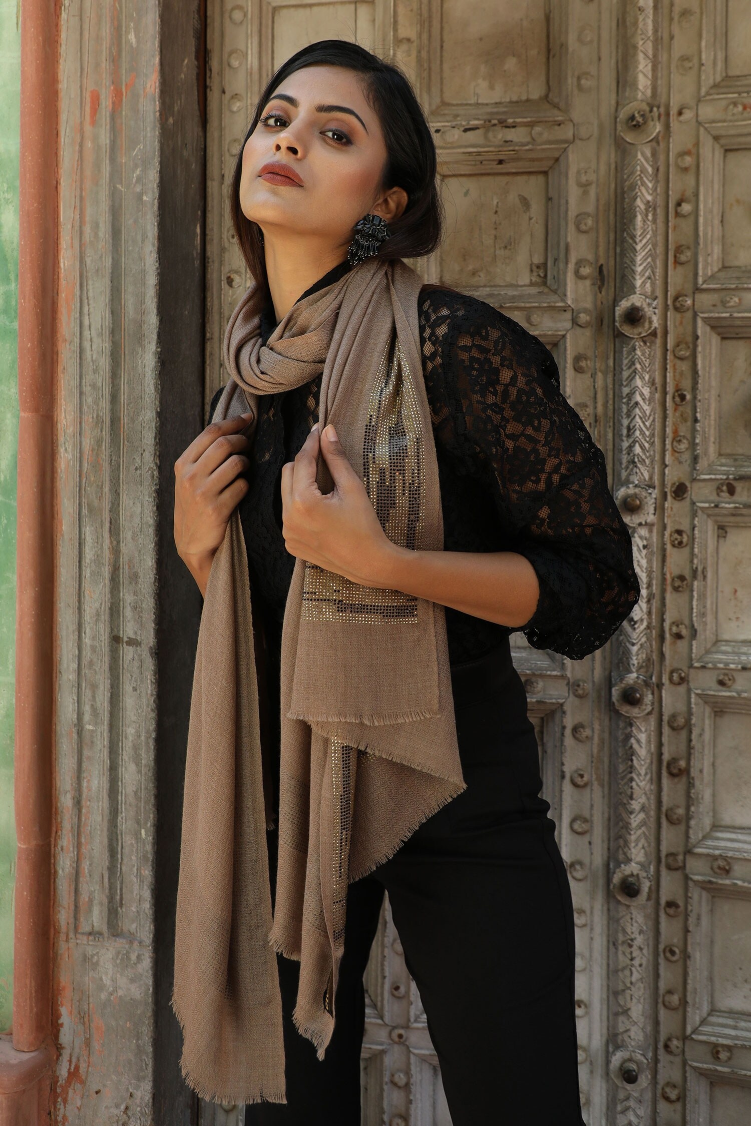 Buy Dusala Shawls Handwoven Stone Work Shawl Online | Aza Fashions