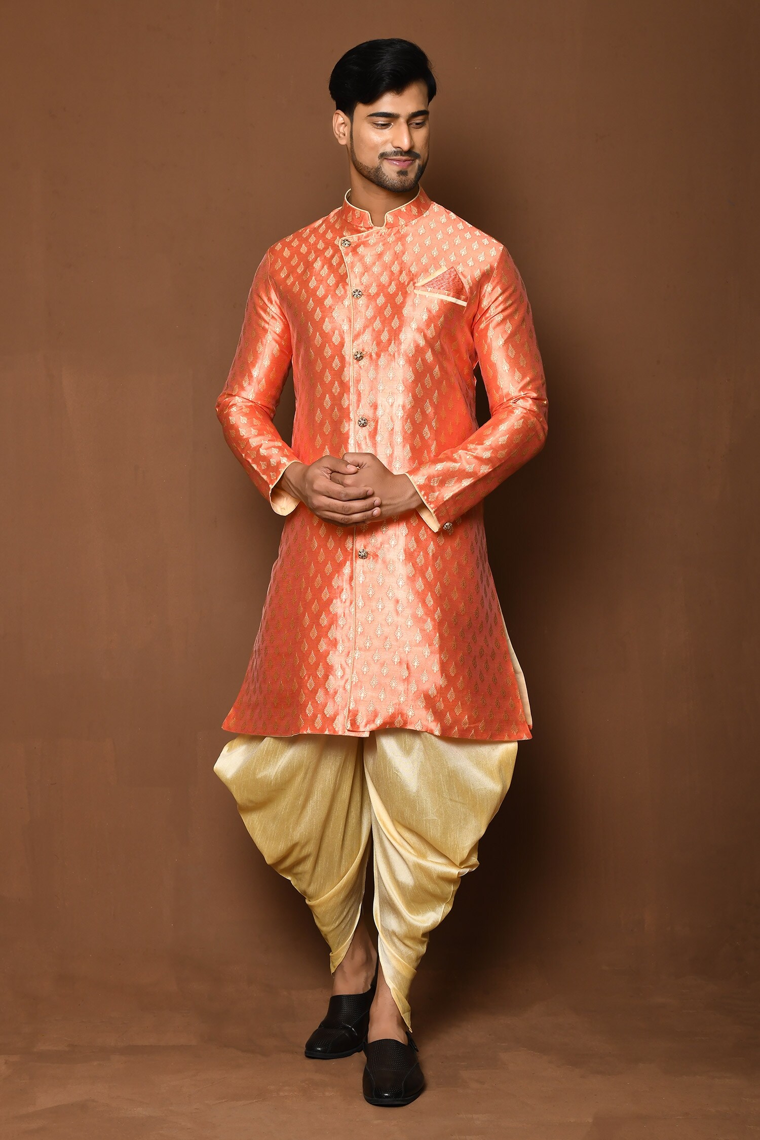 Buy Naintara Bajaj Pink Raw Silk Sherwani With Plain Patiala Online ...