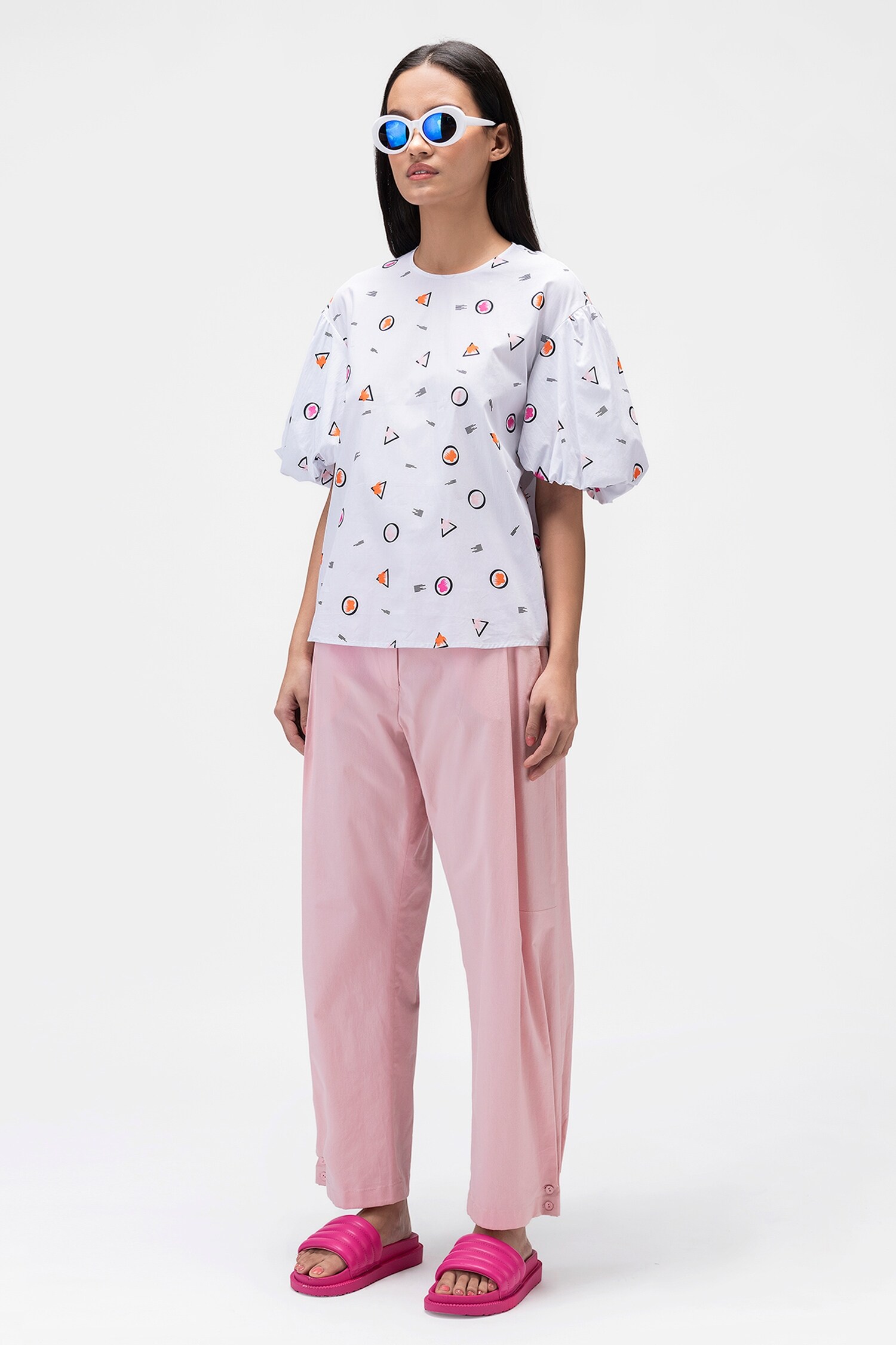 Buy Genes Lecoanet Hemant Pink Cotton Twill Inverted Box Pleat Pant ...