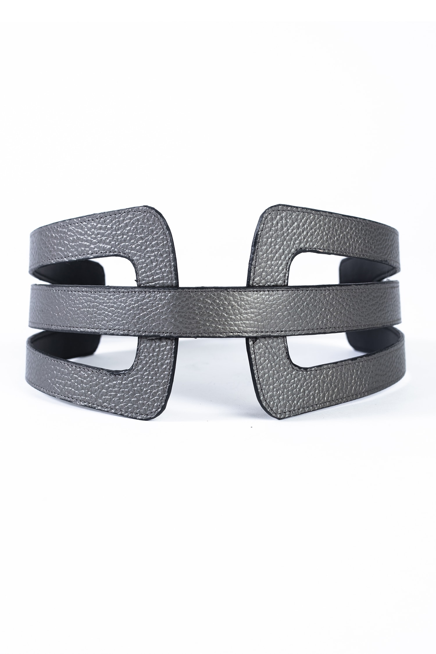 Buy Grey Hex Leather Belt by TROV Online at Aza Fashions.