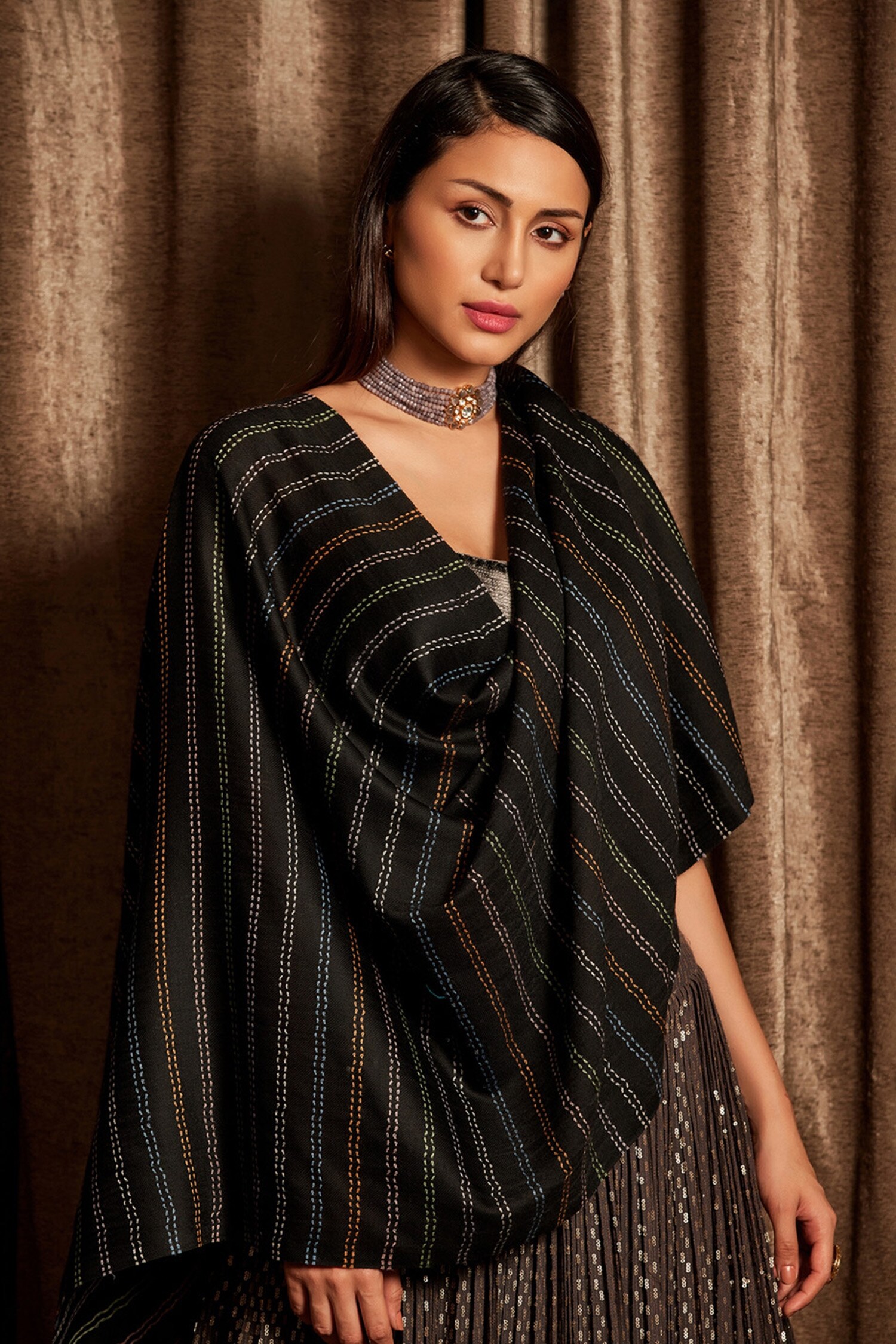 Buy Shingora Striped Pattern Wool Stole Online | Aza Fashions