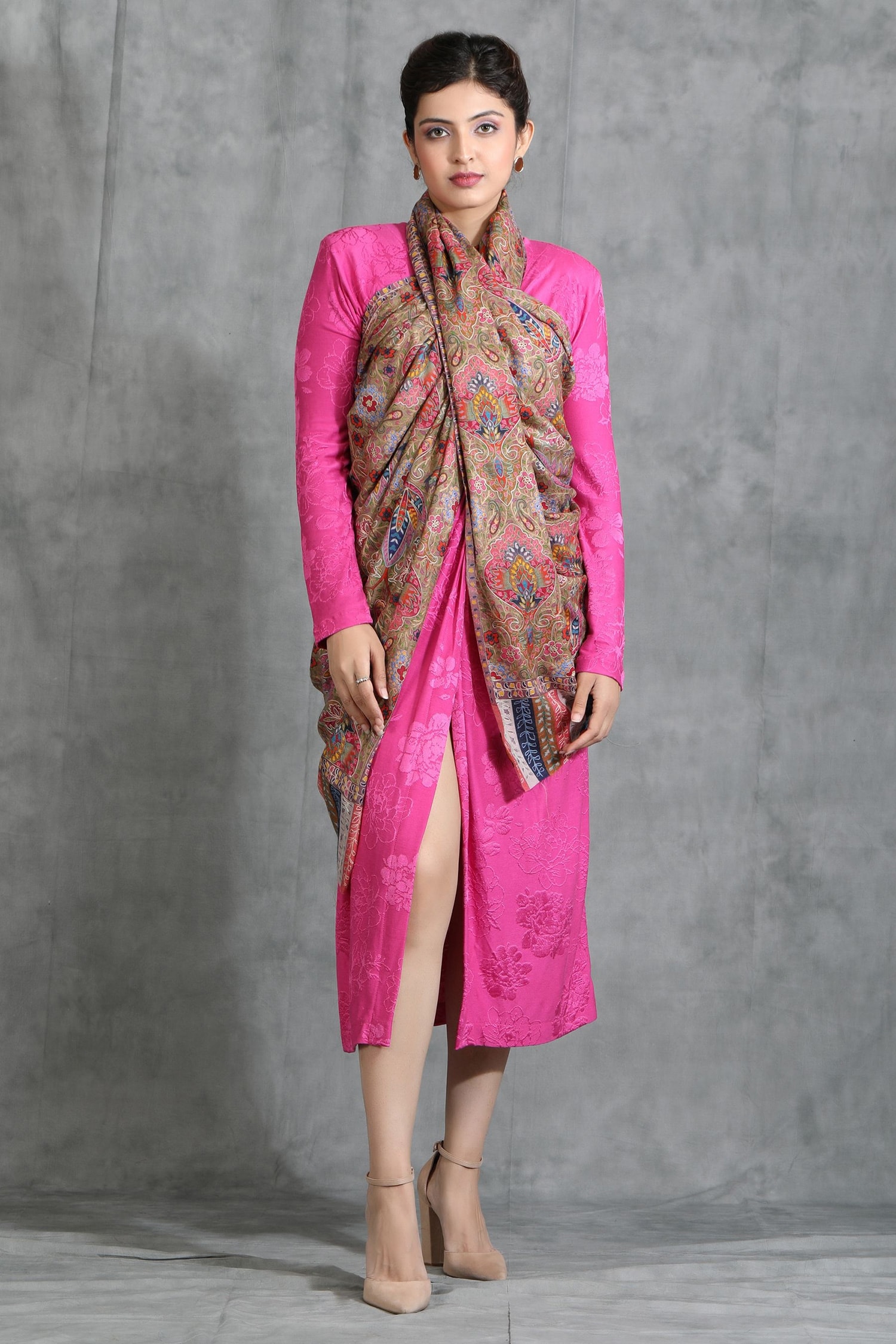 Buy Dusala Shawls Kalamkari And Floral Thread Work Stole Online | Aza ...