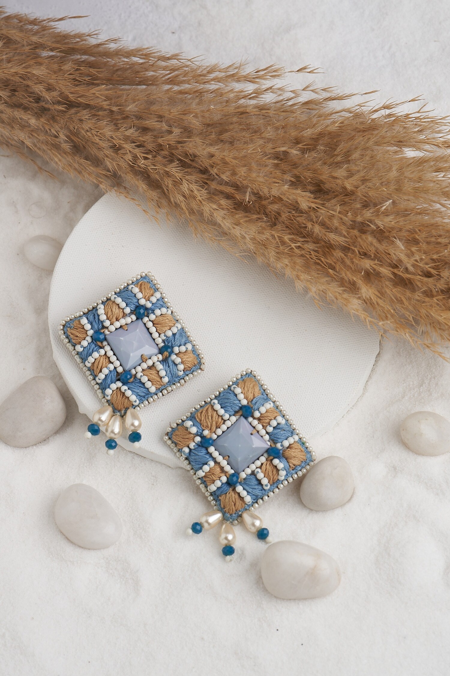 Buy Torque by Merge Diamond Shape Thread Embroidered Earrings Online ...