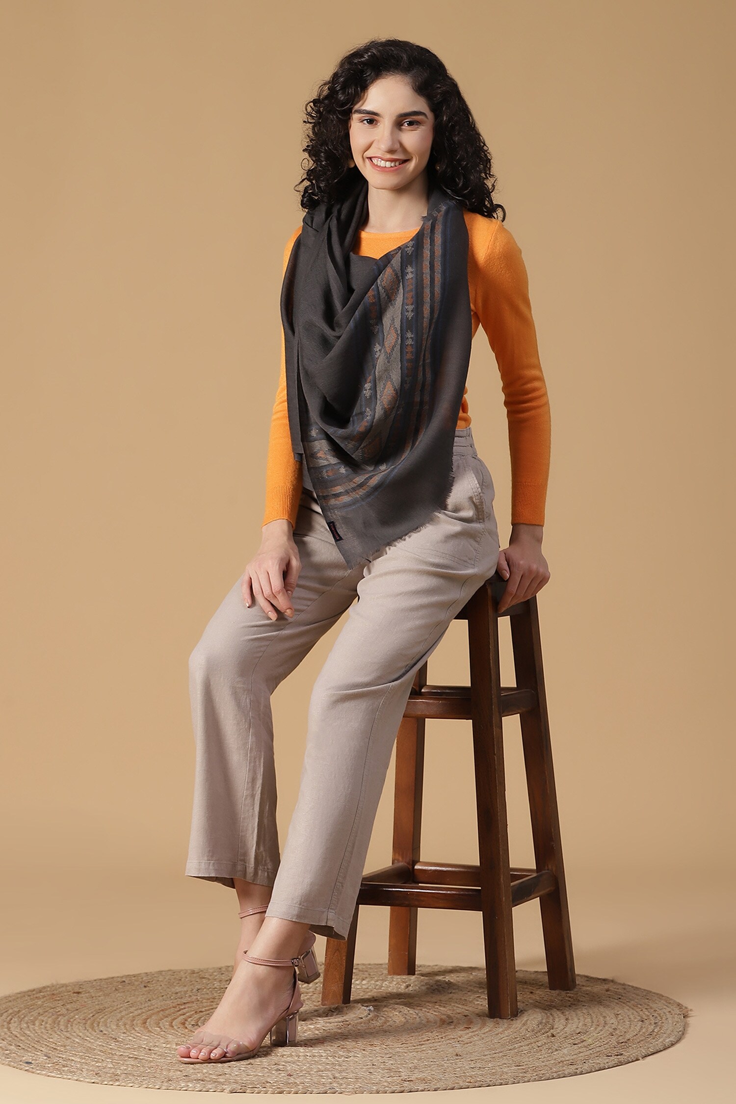 Buy Grey Geometric Pattern Stole by SHINGORA Online at Aza Fashions.