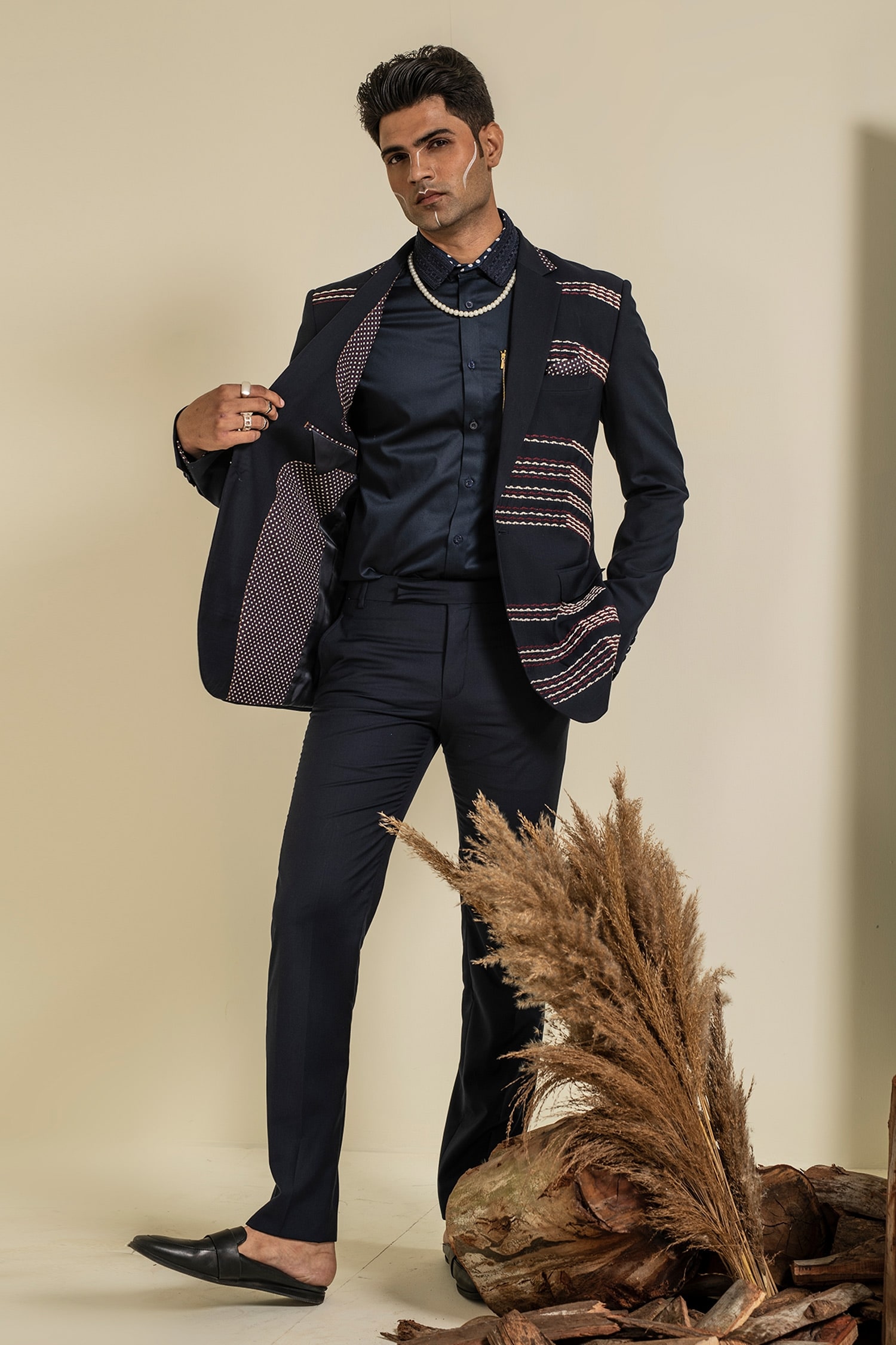 Buy Blue Terry Rayon Embroidery Anchor Thread Apple Coat And Trouser ...