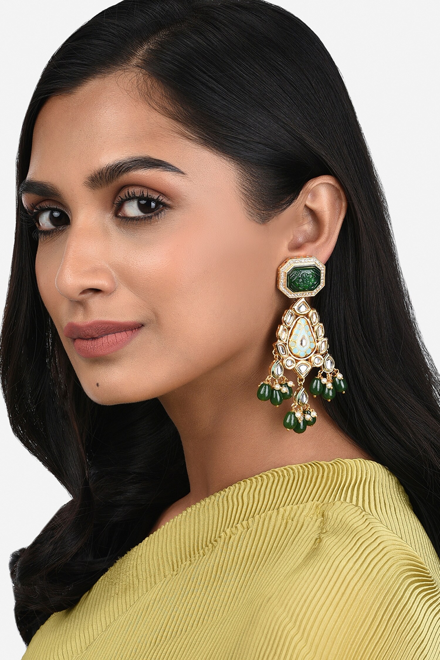 Buy Multi Color Kundan Polki Embellished Danglers by Ahaanya Online at ...