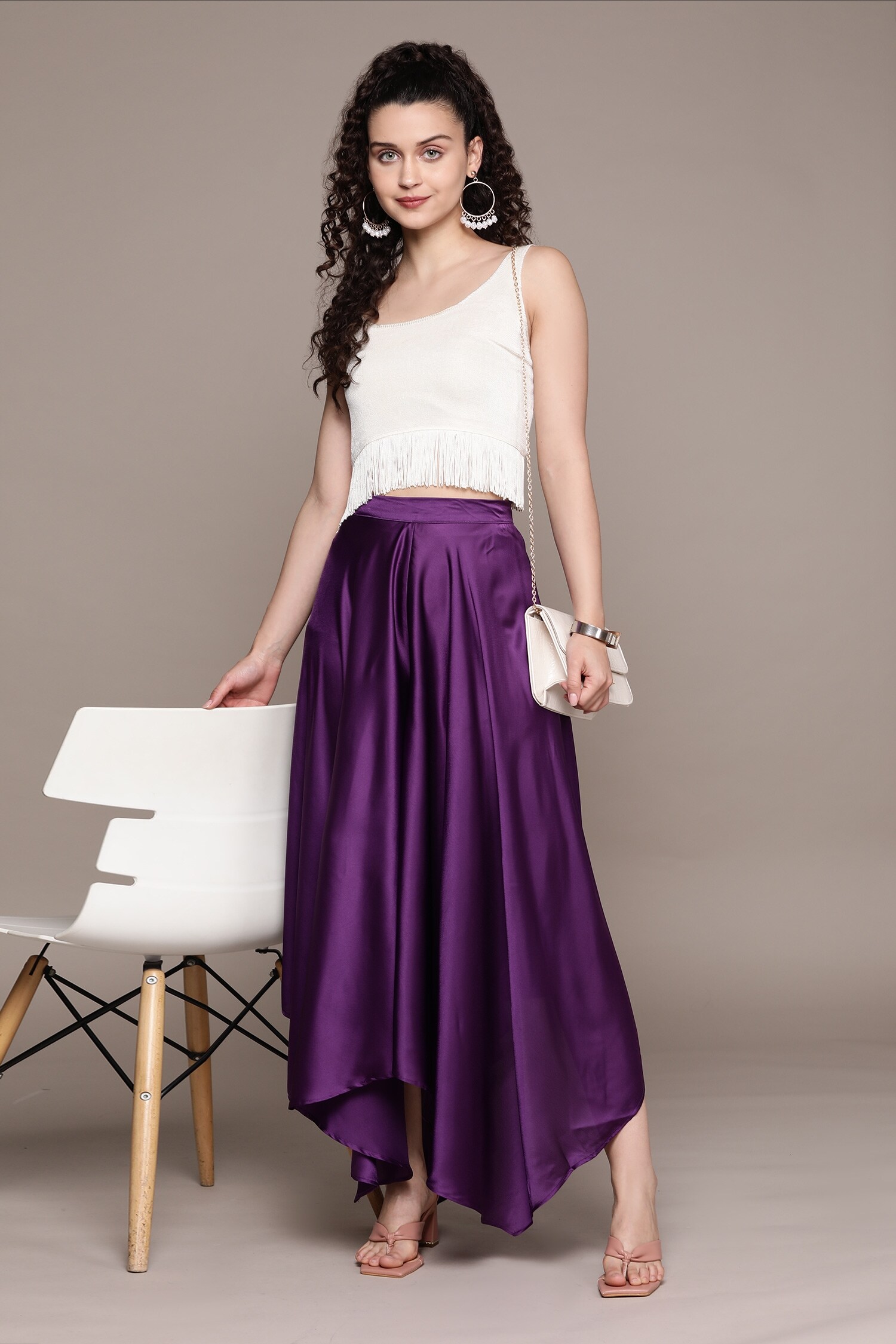 Buy Aarke Ritu Kumar Purple Handkerchief Hem Cut Palazzo Online | Aza ...