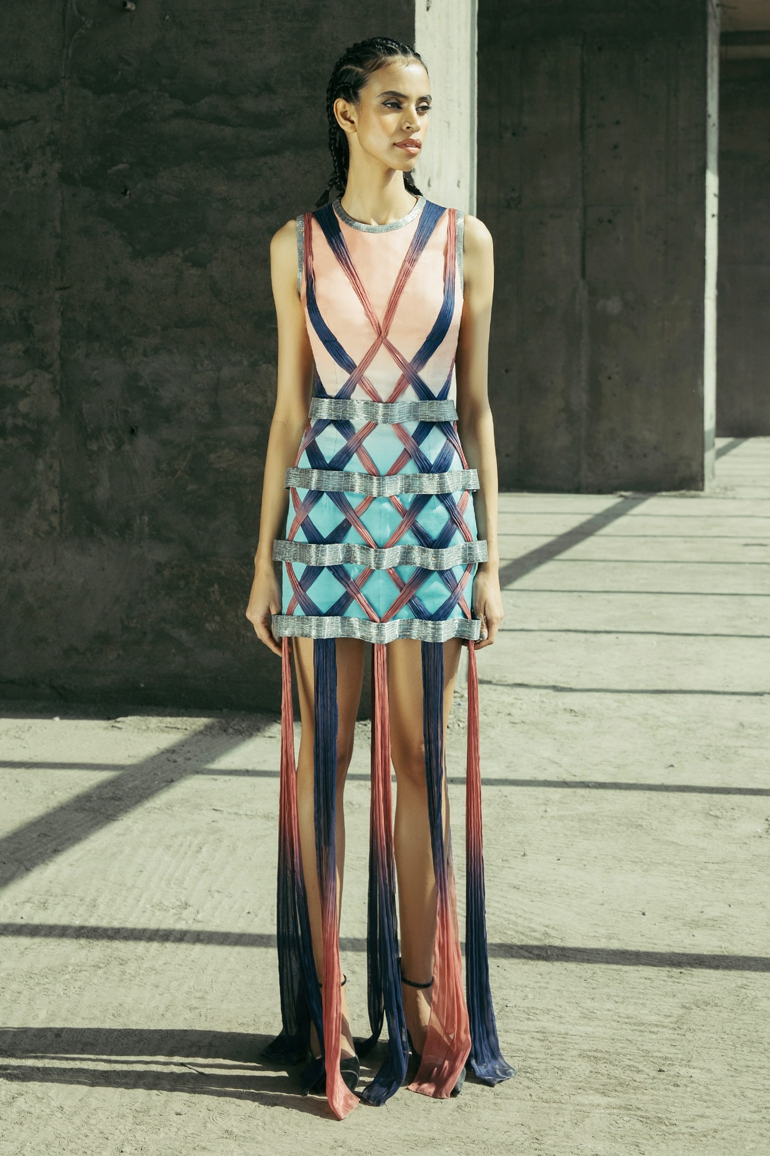 Buy Pink 100 % Silk Organza Embroidered Round Angular Applique Dress ...