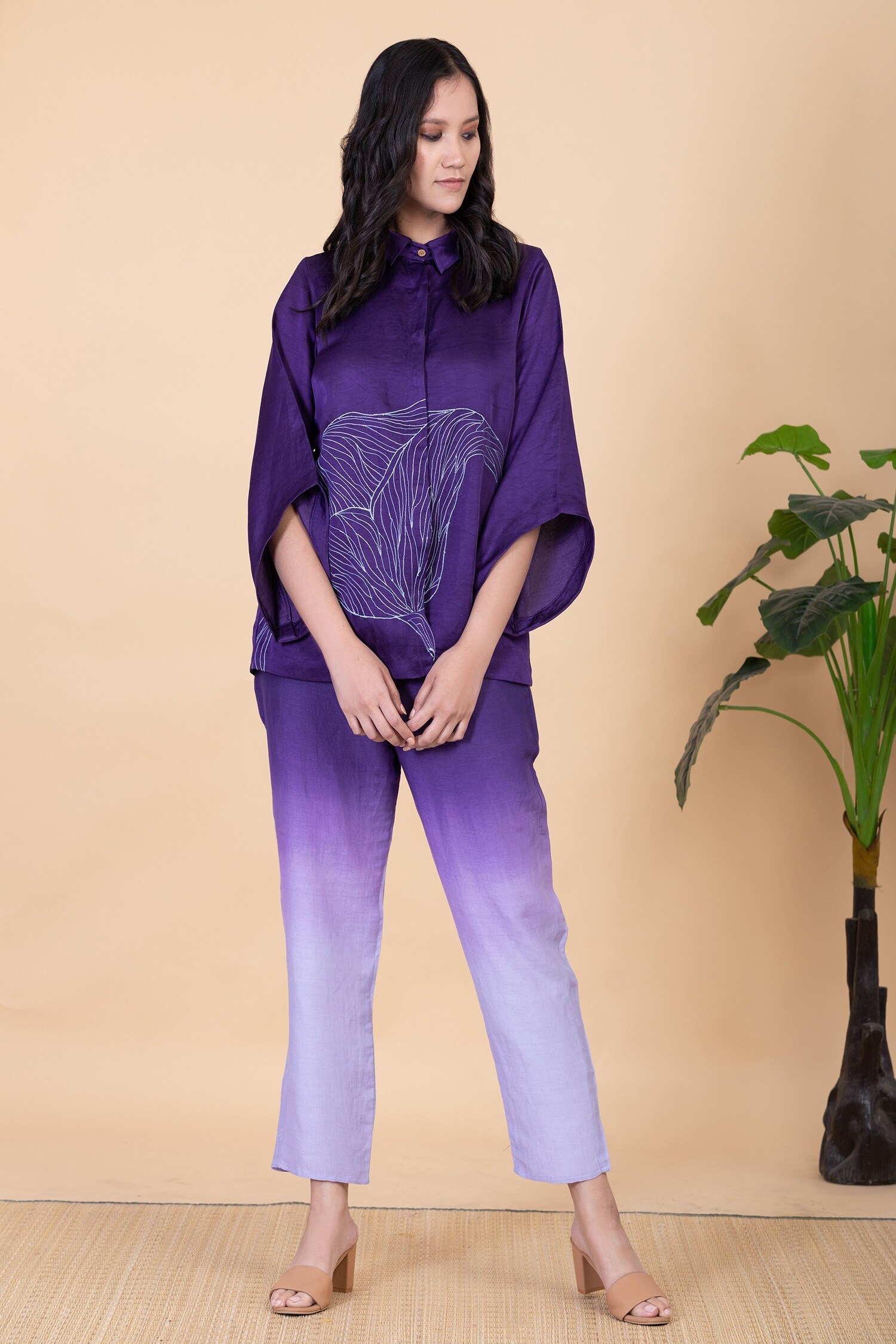 Buy Chambray & Co. Purple All Weather Pure Silk Amber Ombre Pant Online ...