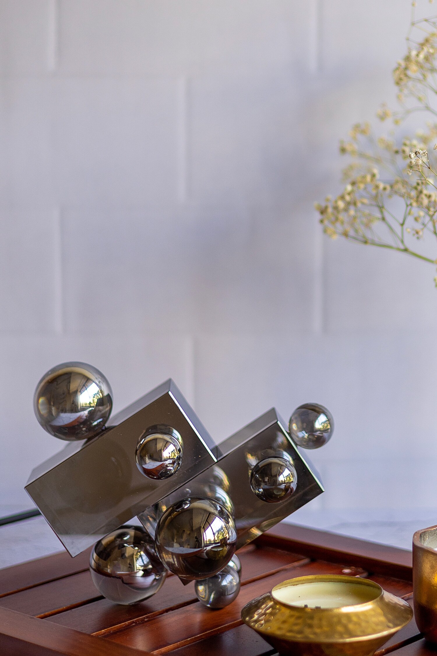 H2H Grey Glass Bubble Block Sculpture