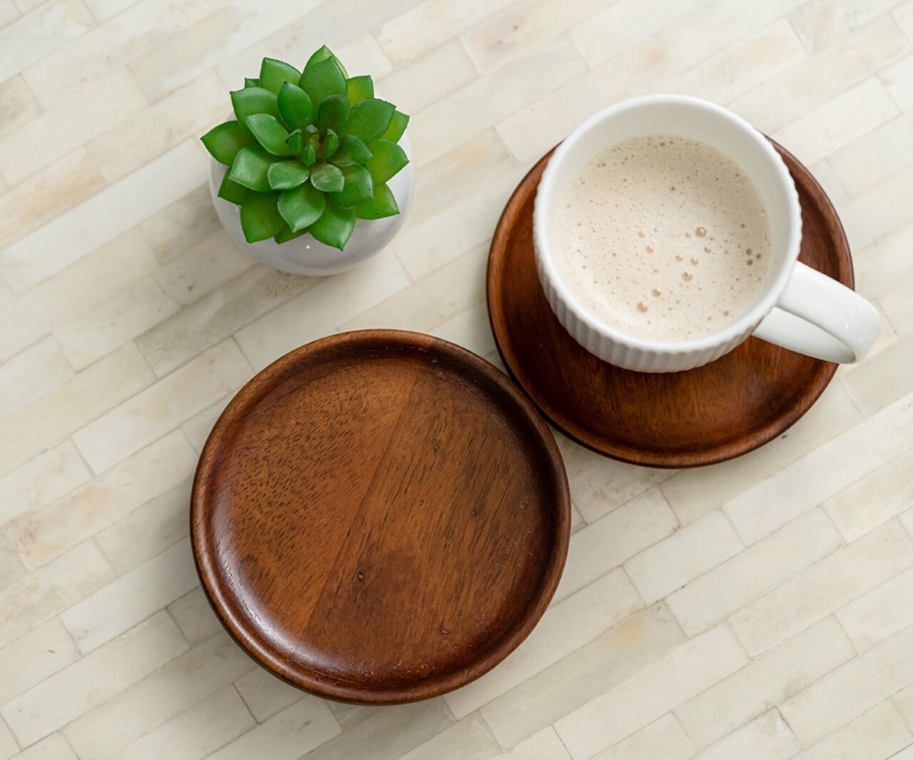 Buy S.G. Home Wood Acacia Coasters - Set Of 4 Online | Aza Fashions