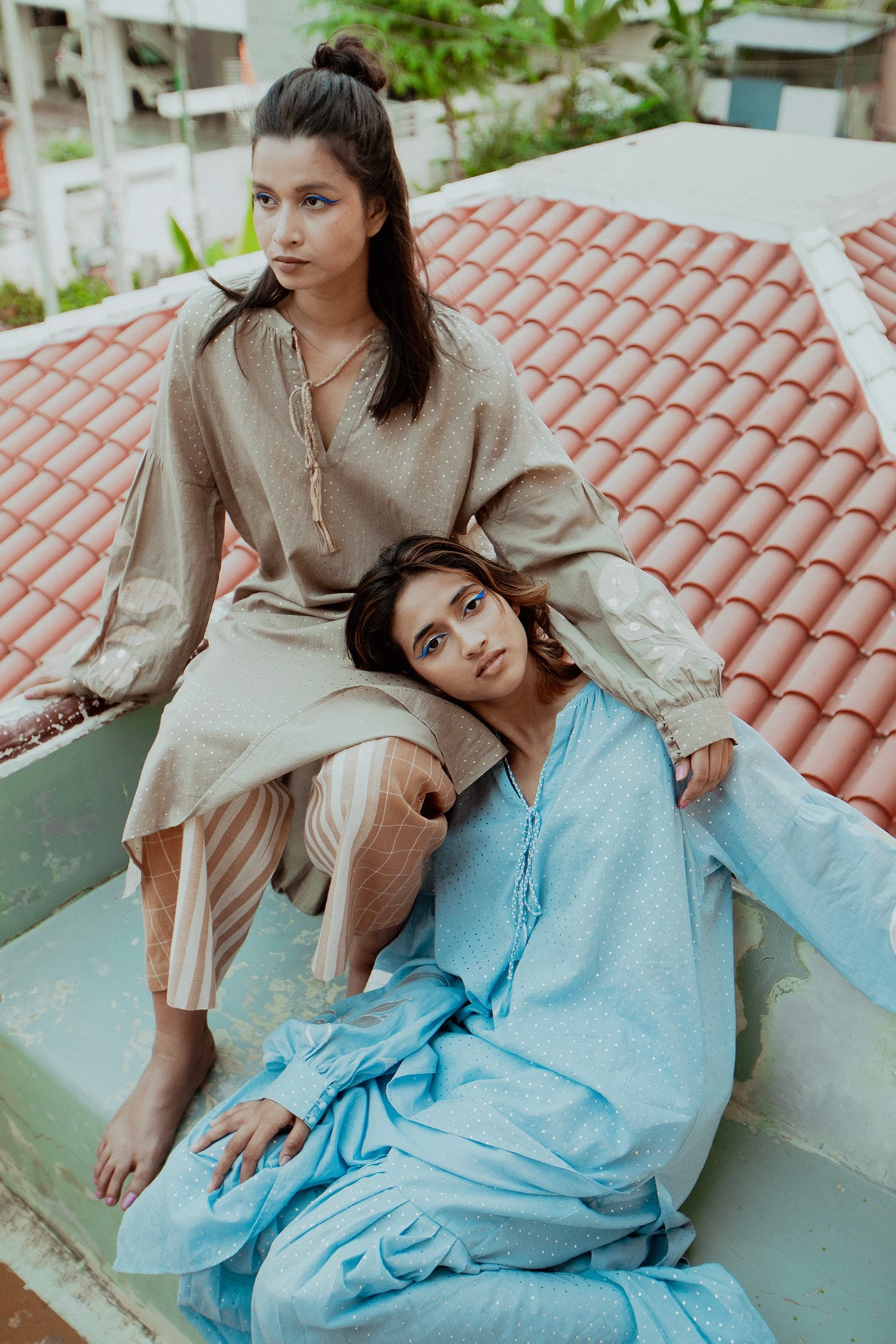 Buy Blue Cotton Mal Printed And Embroidered Foil & Kurta & Sharara Set ...