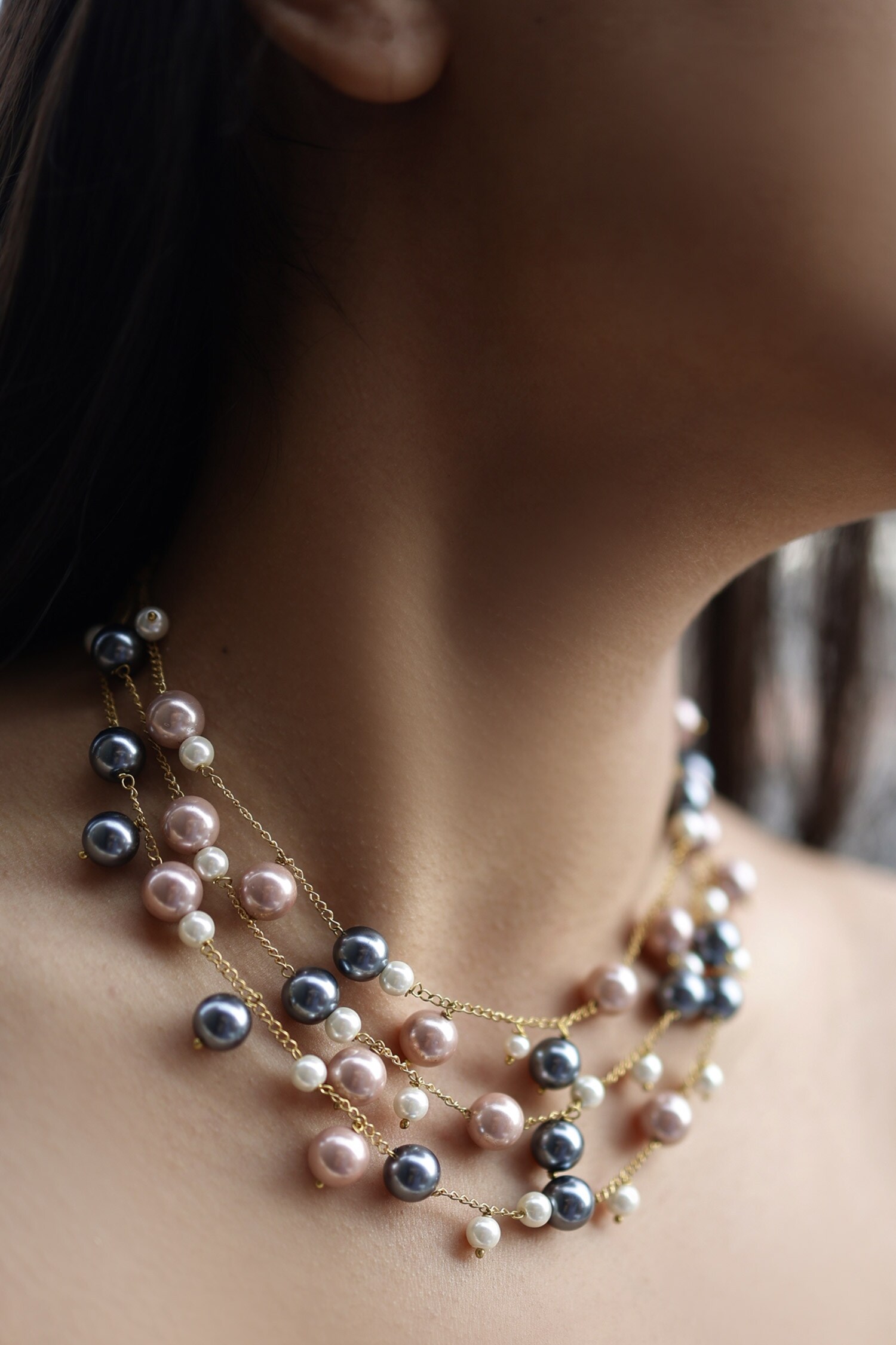 Buy Phiroza Shamaira Pearl Layered Contemporary Necklace Online | Aza ...