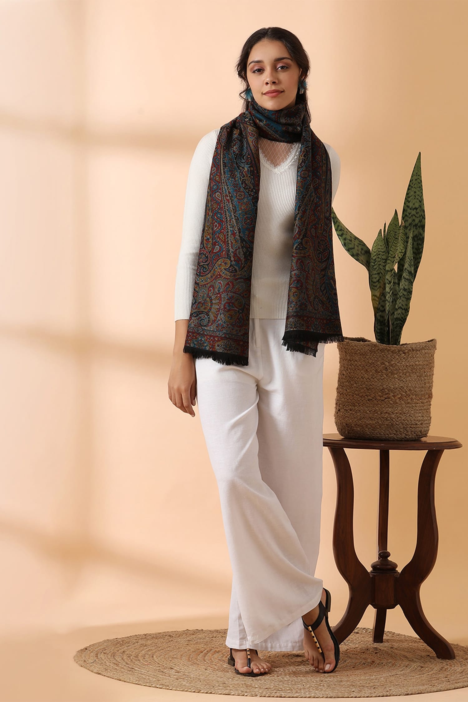 Buy Shingora Metallic Woven Motifs Shawl Online | Aza Fashions