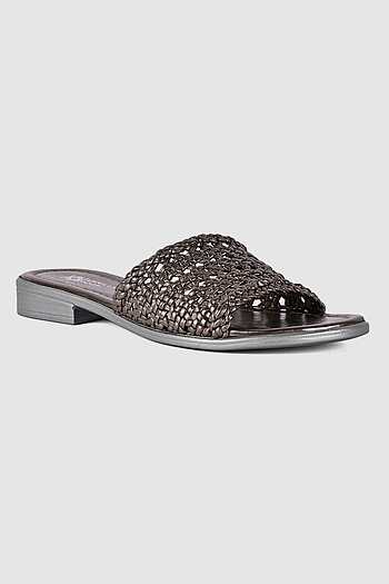 Buy Grey Woven Akira Open Toe Flats by Vanilla Moon Online at Aza Fashions.