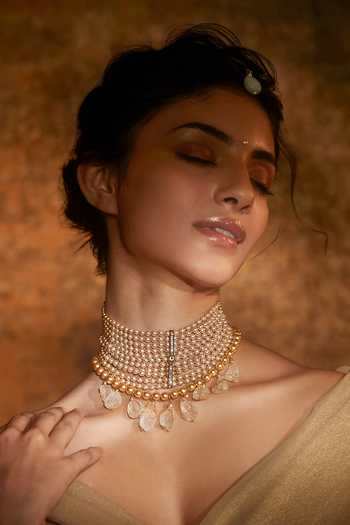 Buy Tarun Tahiliani Pearl Layered Choker Necklace Online | Aza Fashions