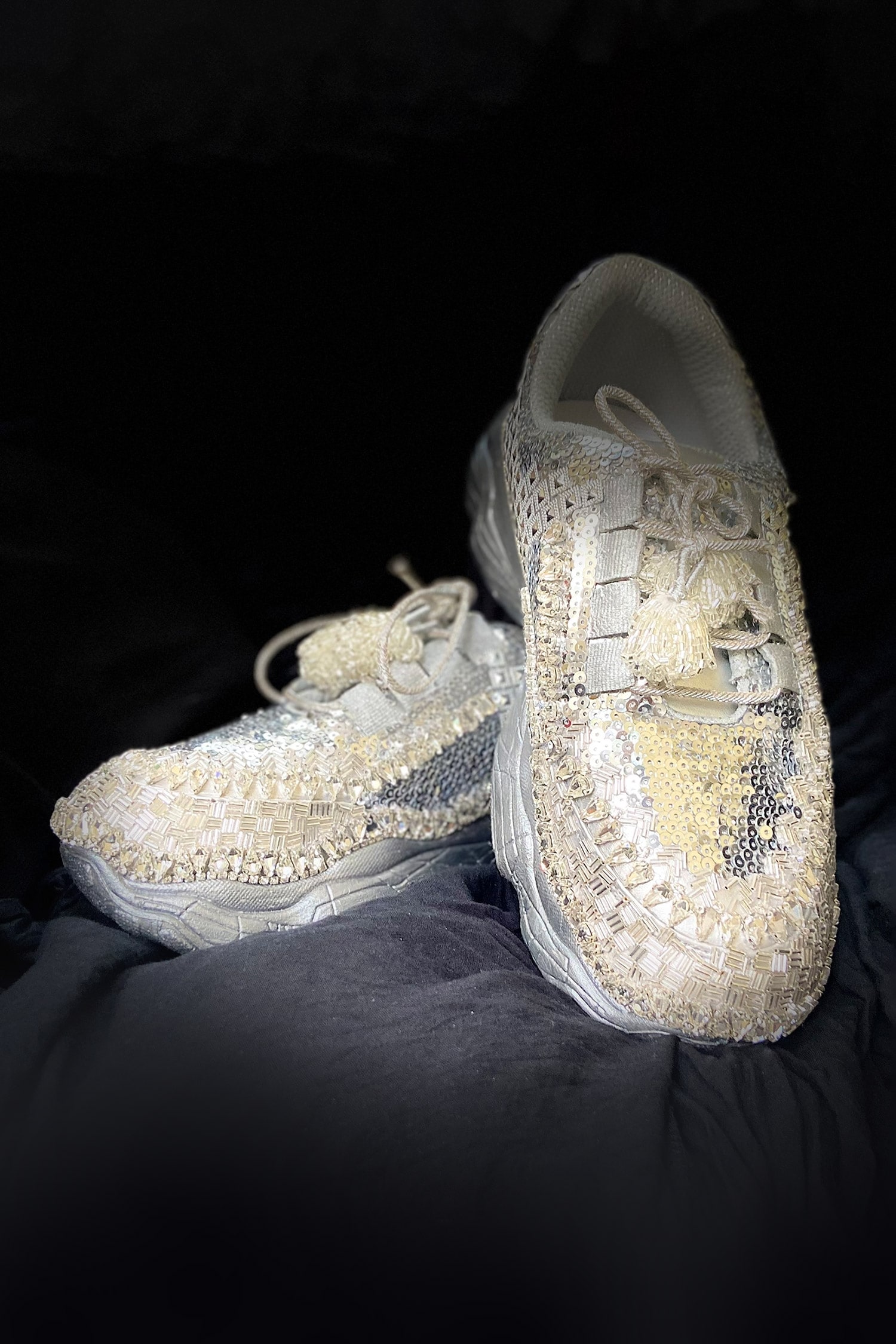 Buy Chal Jooti Grey Synthetic Leather Marvellous Maze Crystal ...