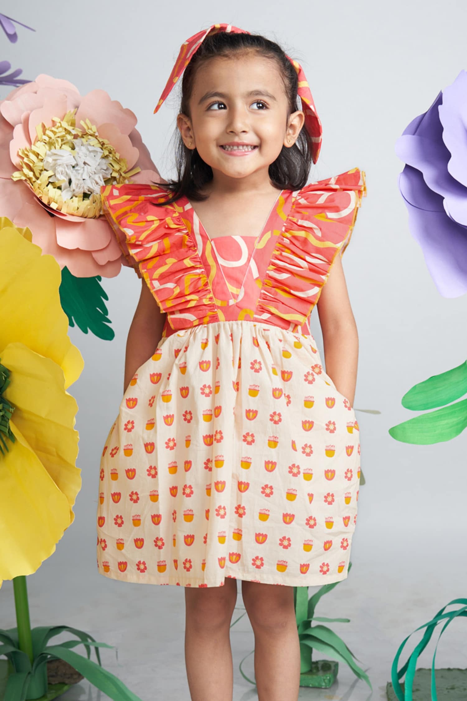 Buy Miko Lolo Pink Tully Ruffled Dress For Girls Online | Aza Fashions