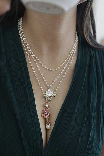 Buy Phiroza Evie Kundan Multi Layered Necklace Online | Aza Fashions