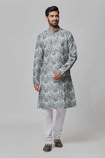 Buy Multi Color Silk Printed Floral Kurta And Churidar Set For Men by ...