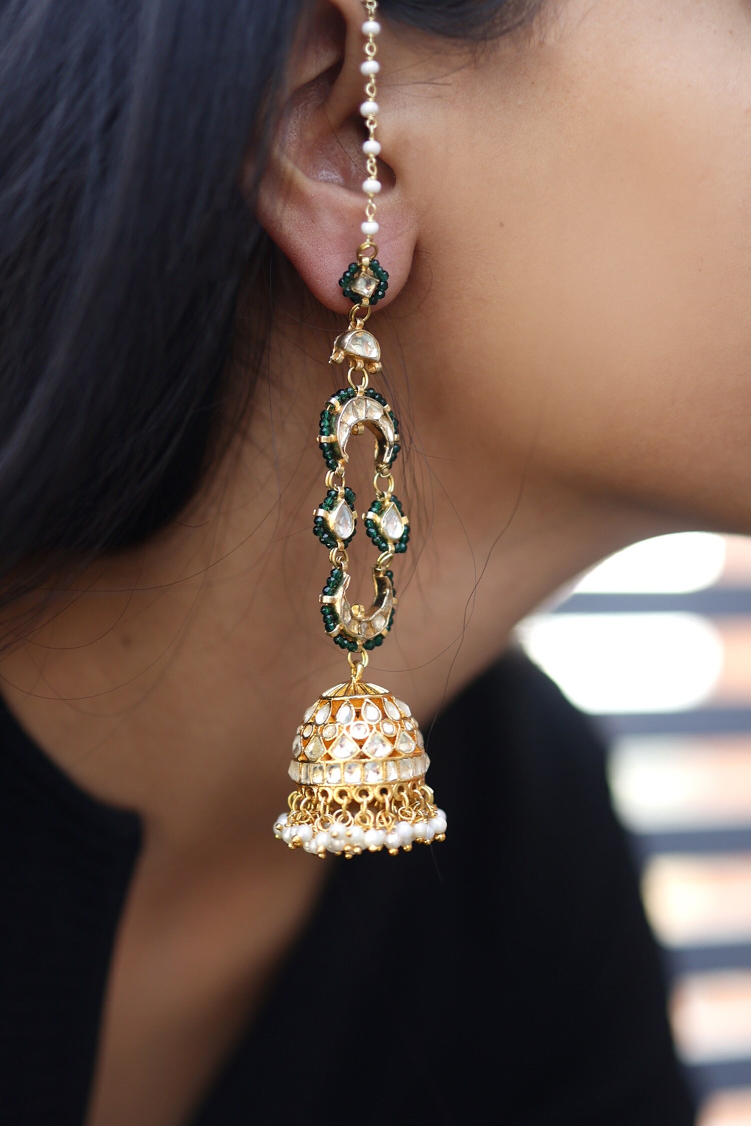 Buy Phiroza Husani Embellished Jhumka Earrings Online | Aza Fashions