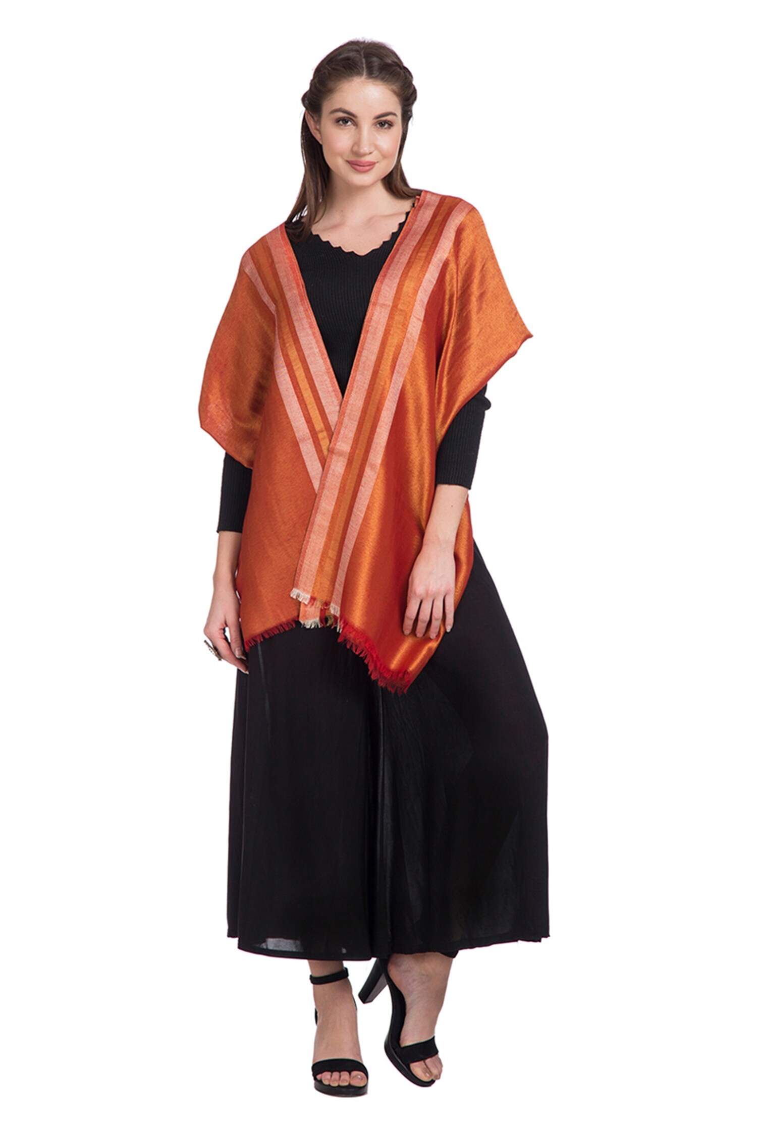 Buy Shingora Stripe Woven Stole Online | Aza Fashions