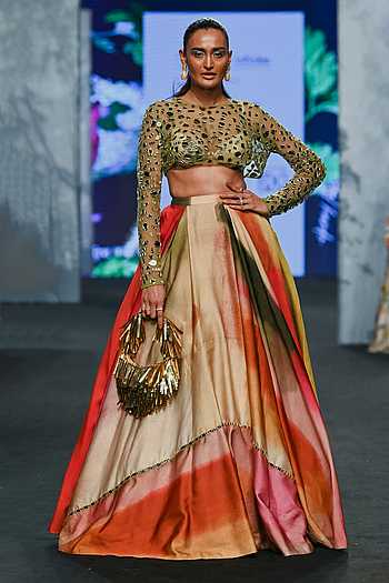 Buy Mahima Mahajan Multi Color Satin Organza Embroidered Blouse And ...