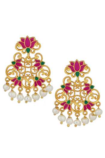 Buy Zariin Mystic Lotus Dangler Earrings Online | Aza Fashions