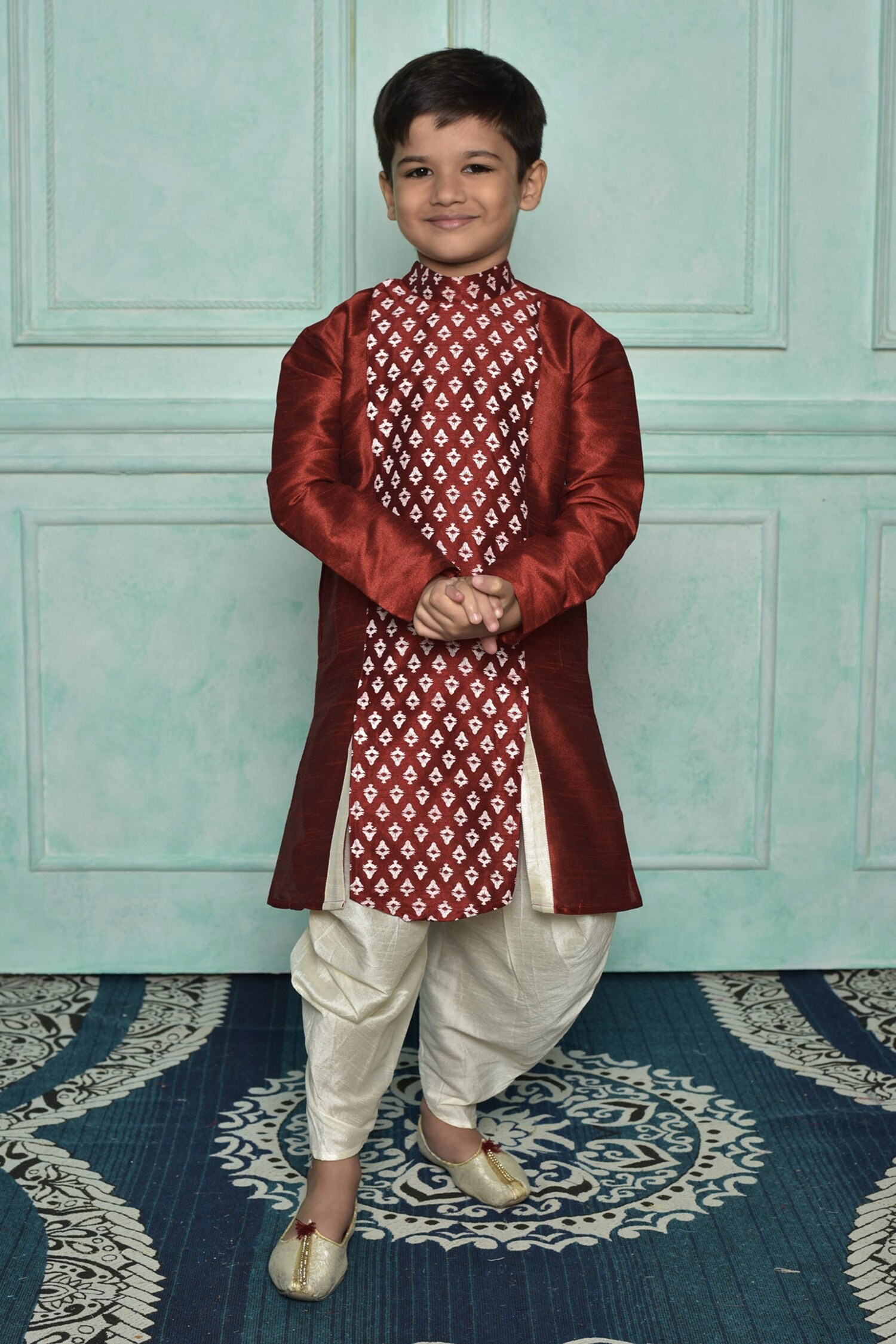 Buy White Dupion Silk Patiala Pant For Boys by Banana Bee Online at Aza ...