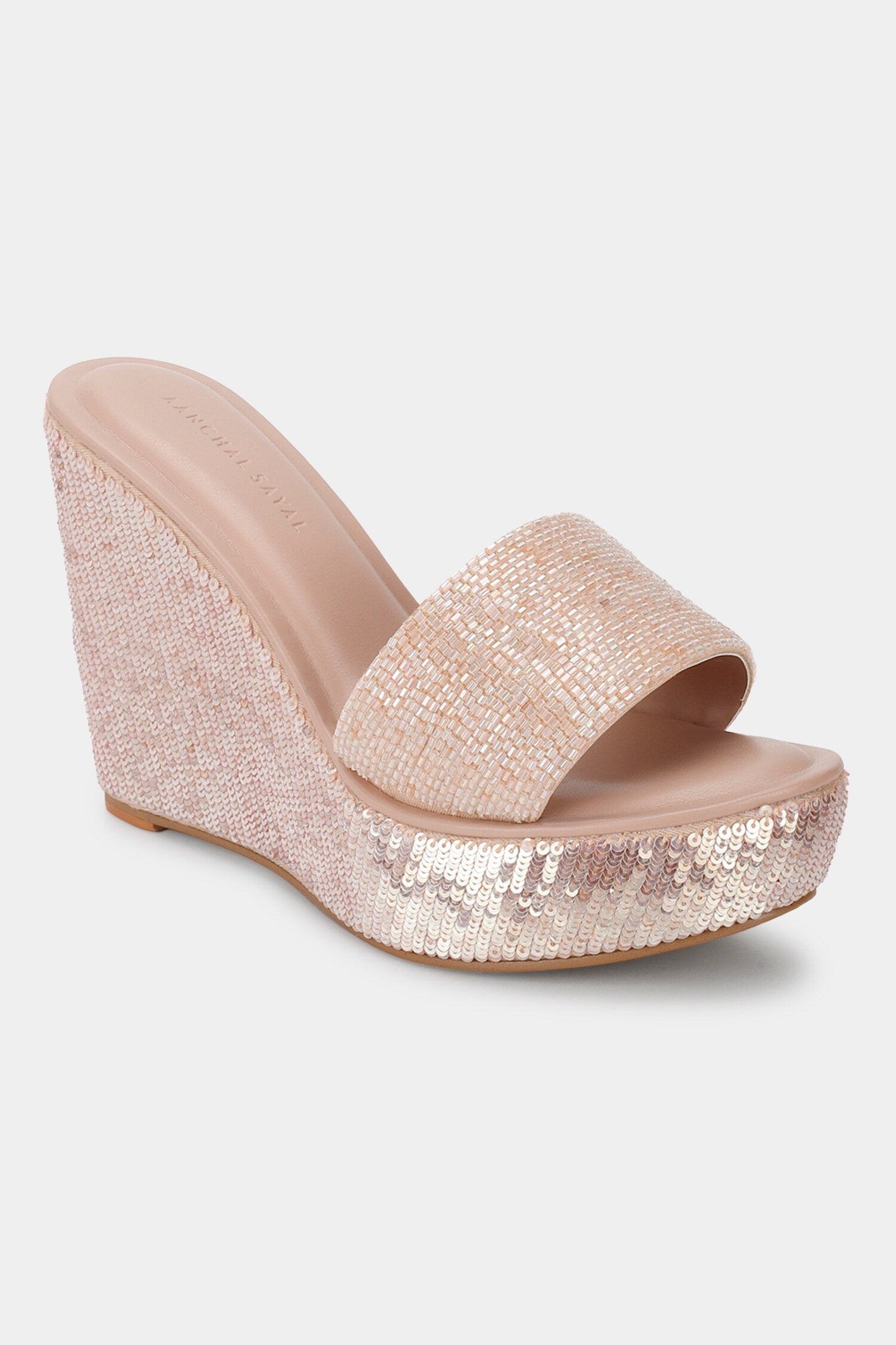 Buy Aanchal Sayal Pink Faux Leather Krystle Sequin And Cutdana ...