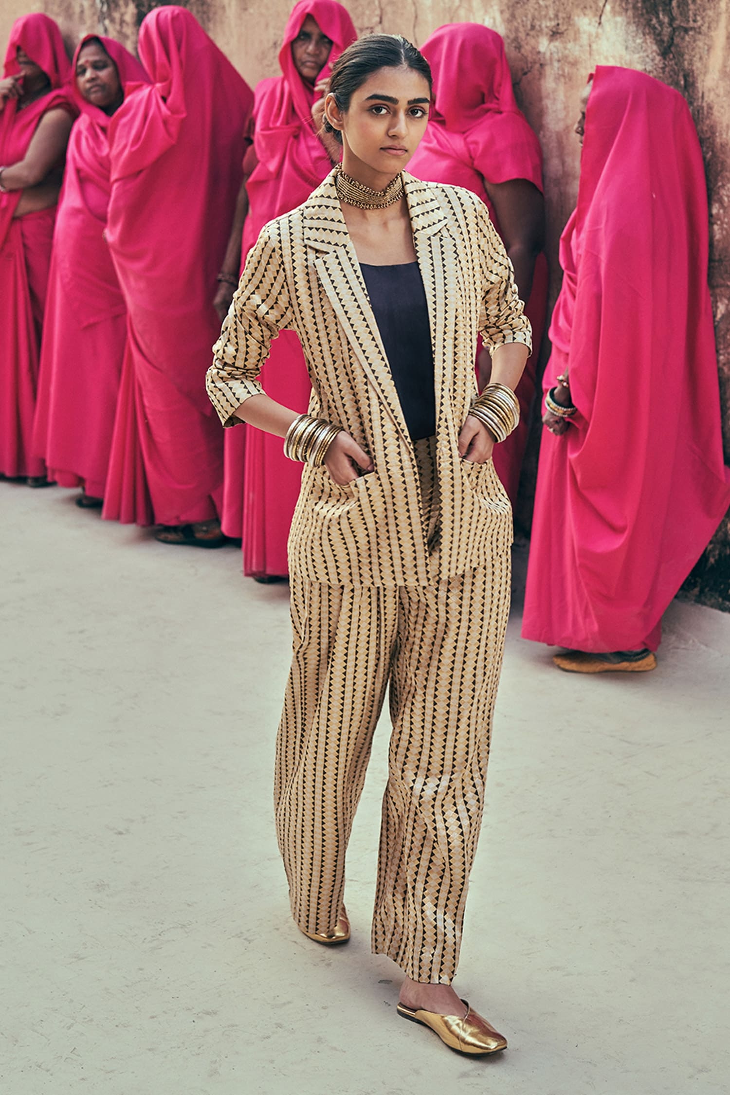 Buy Taisha Brown Pure Katan Silk Flared Pant Online | Aza Fashions