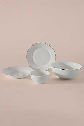 Table Manners White Bone China Plain Room Service Dinner Set