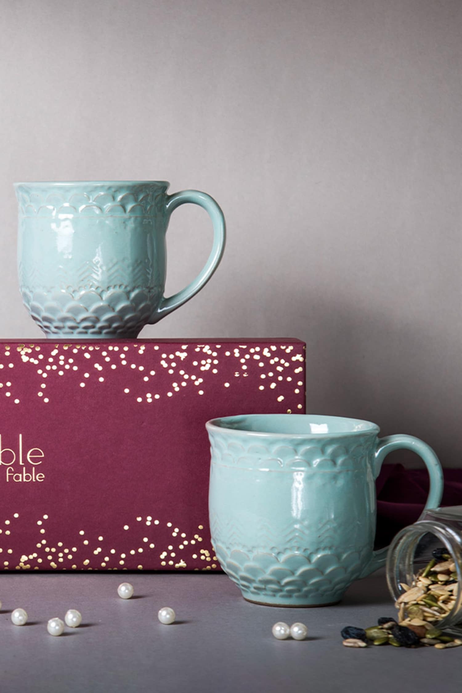 Buy The Table Fable Scallop Etched Mug Set And Trail Mix Gift Box ...