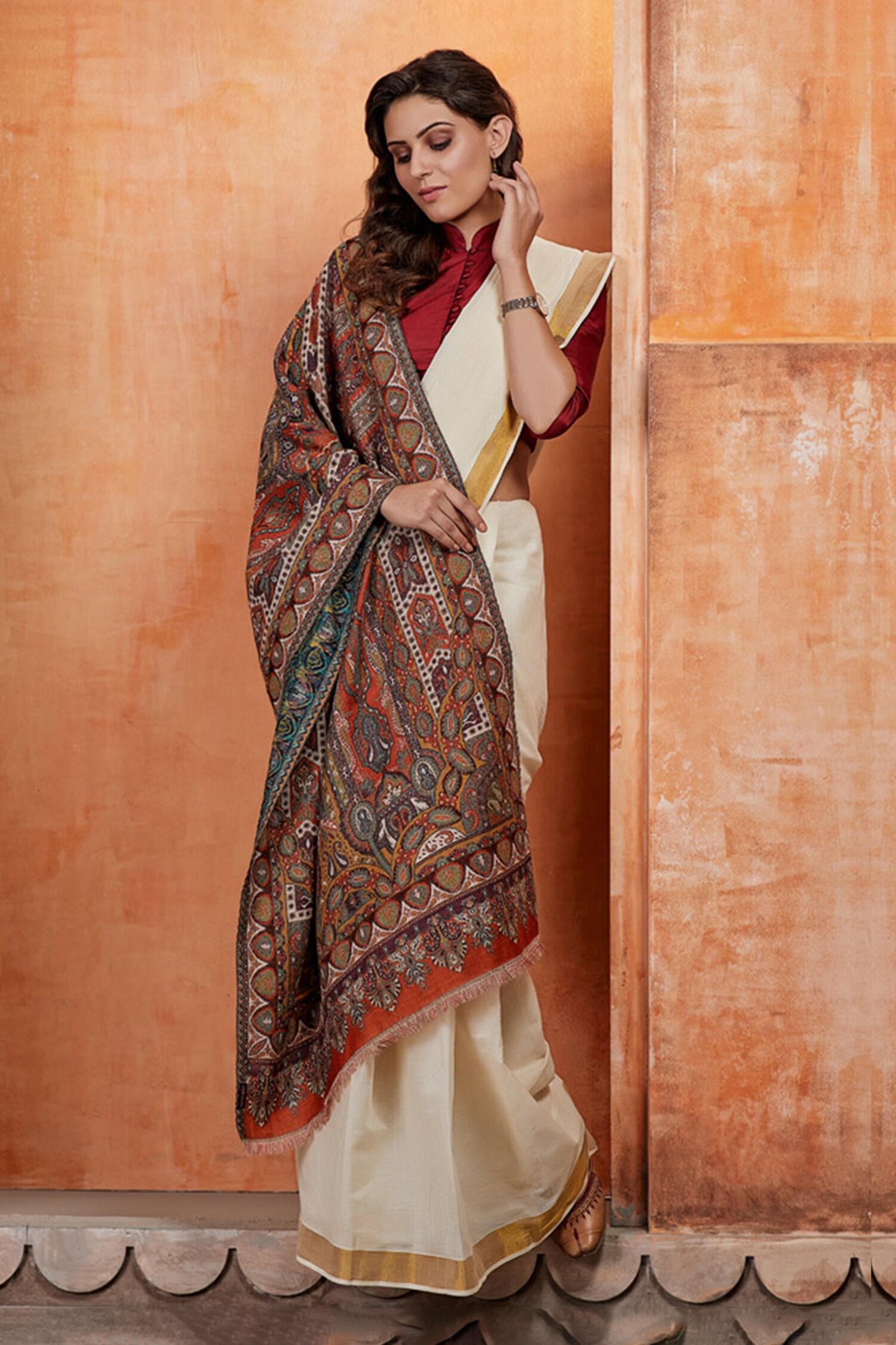 Buy Shingora Woollen Stole Online | Aza Fashions