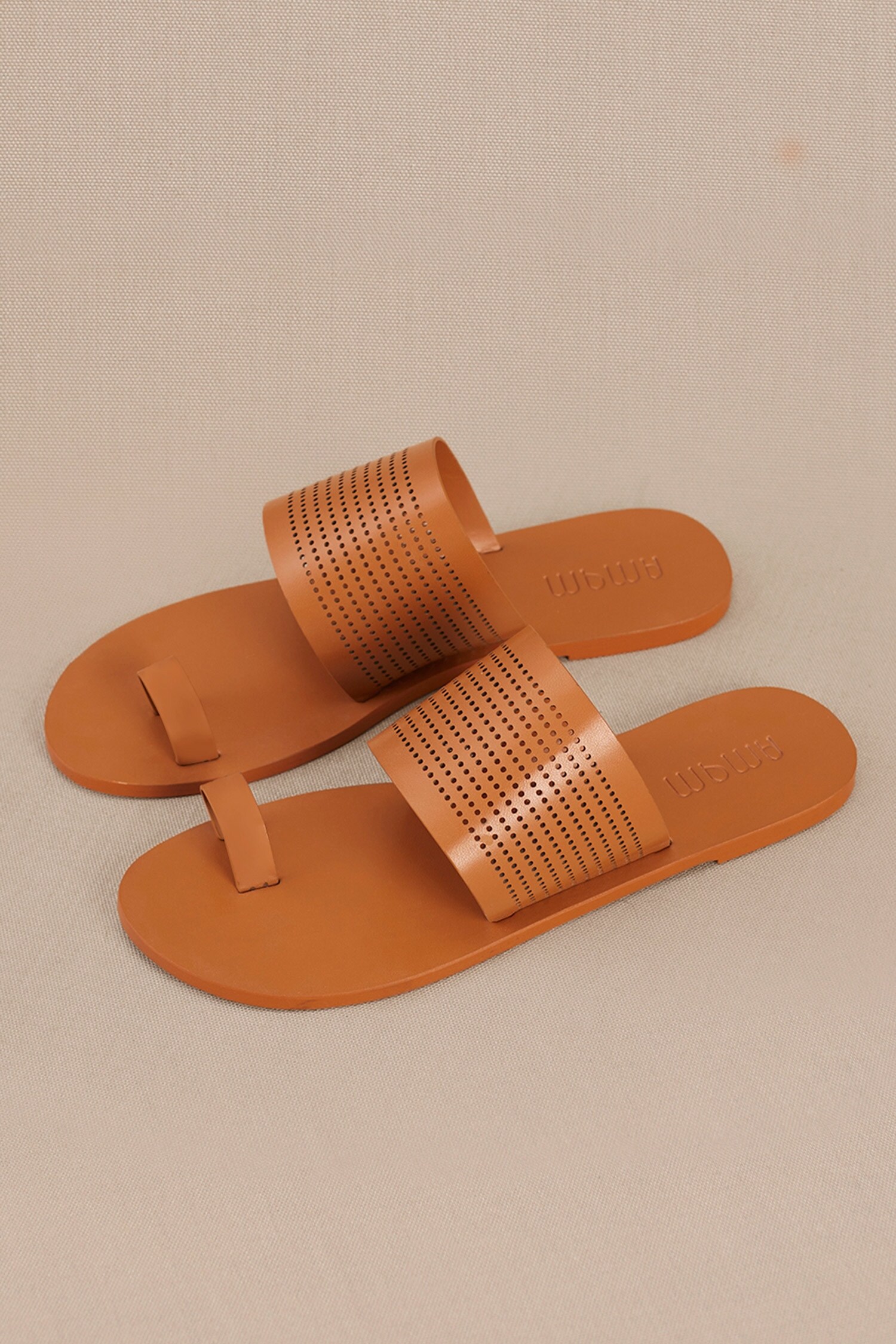 Buy Brown Laser Cut Faux Leather Kolhapuri Flats by AMPM Online at Aza ...