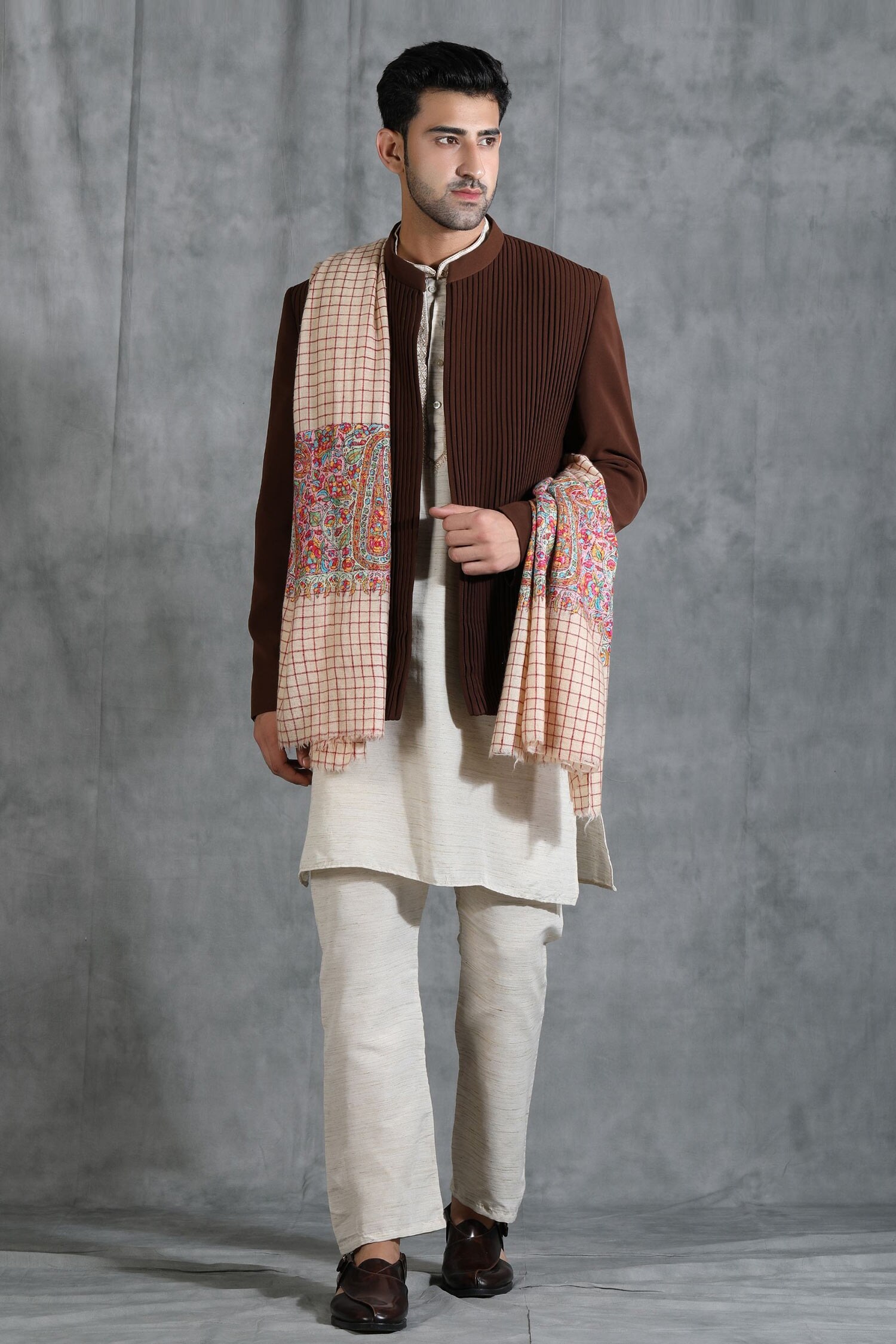 Buy Dusala Shawls Multi Color Handwoven Pashmina Paper Machine Rings ...