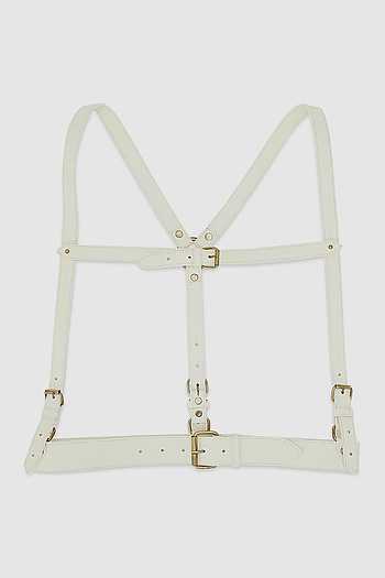 Buy White Leather Crafted Harness by TROV Online at Aza Fashions.