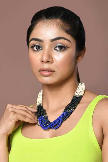 Buy Samyukta Singhania Tri Color Shade Beaded Contemporary Necklace ...