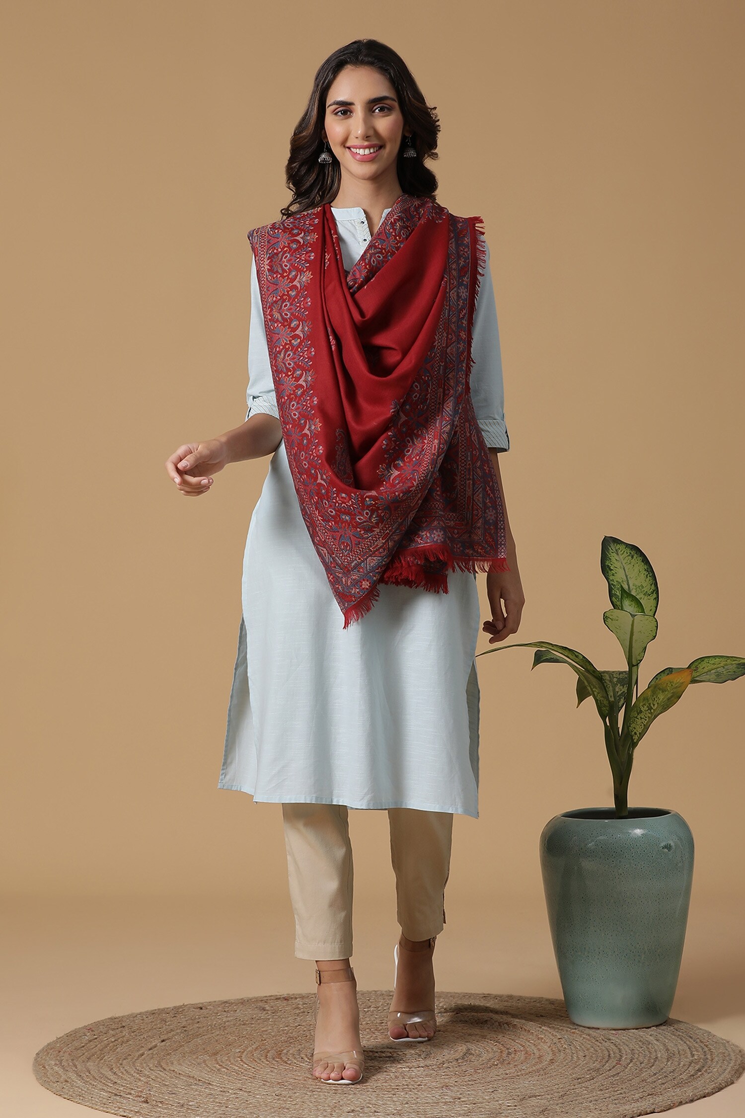 Buy Shingora Handwoven Scattered Paisley Pattern Shawl Online | Aza ...