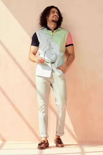 Buy Multi Color Cotton Satin Striped Light Strike Shirt For Men by ...