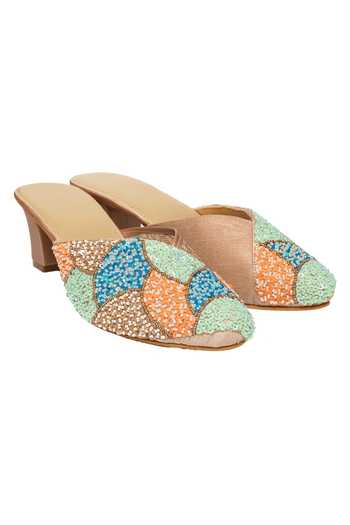 Buy Multi Color Embellished Godavari Mule Block Heels by Kkarma Online ...