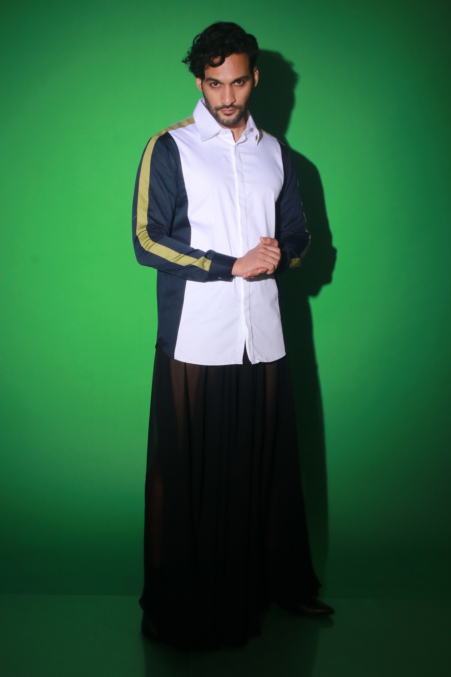 Buy Blue Cotton Blend Solid Side Wing Shirt For Men by Echke Online at ...