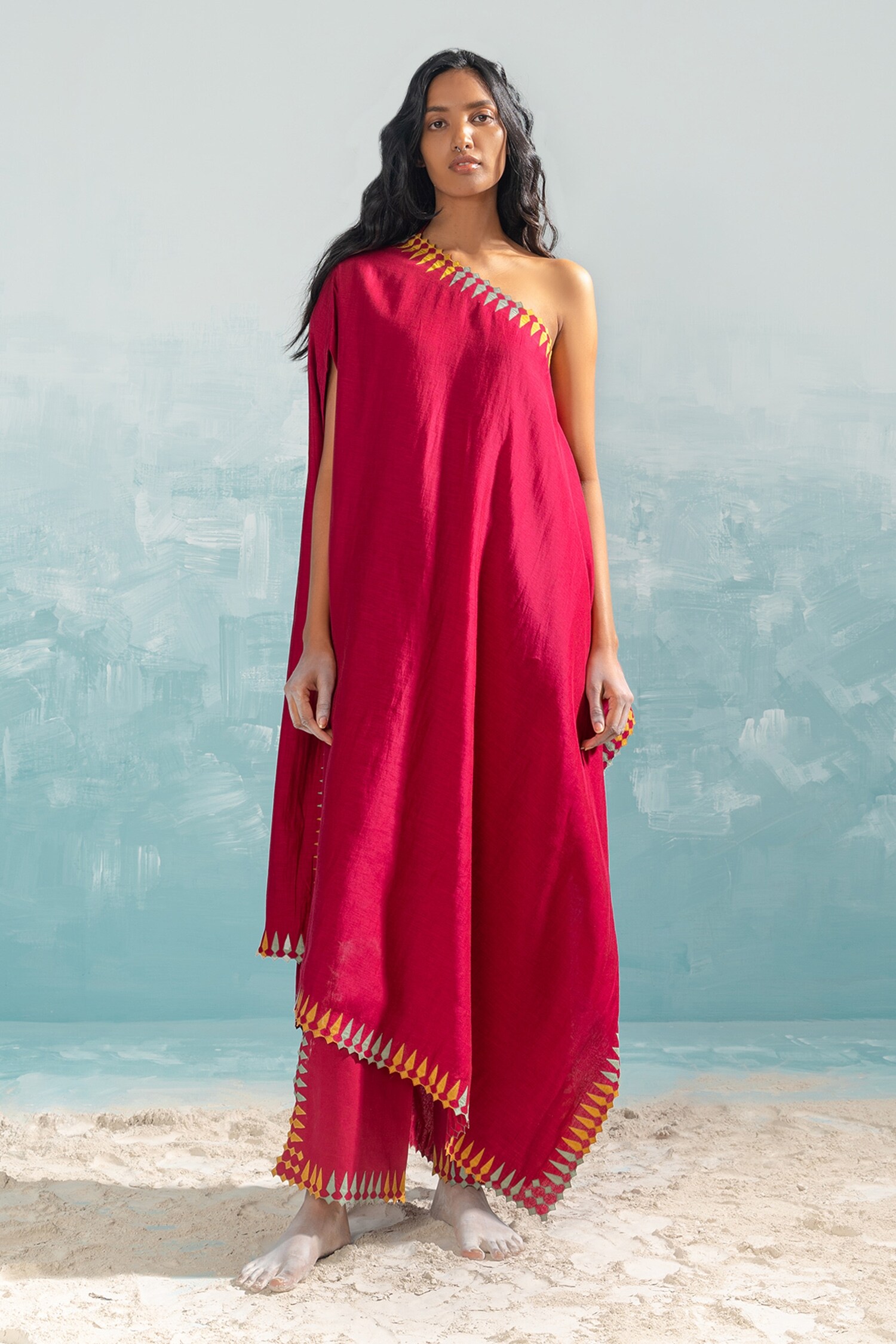 Buy Ikai Pink Nile One-shoulder Tunic Online | Aza Fashions