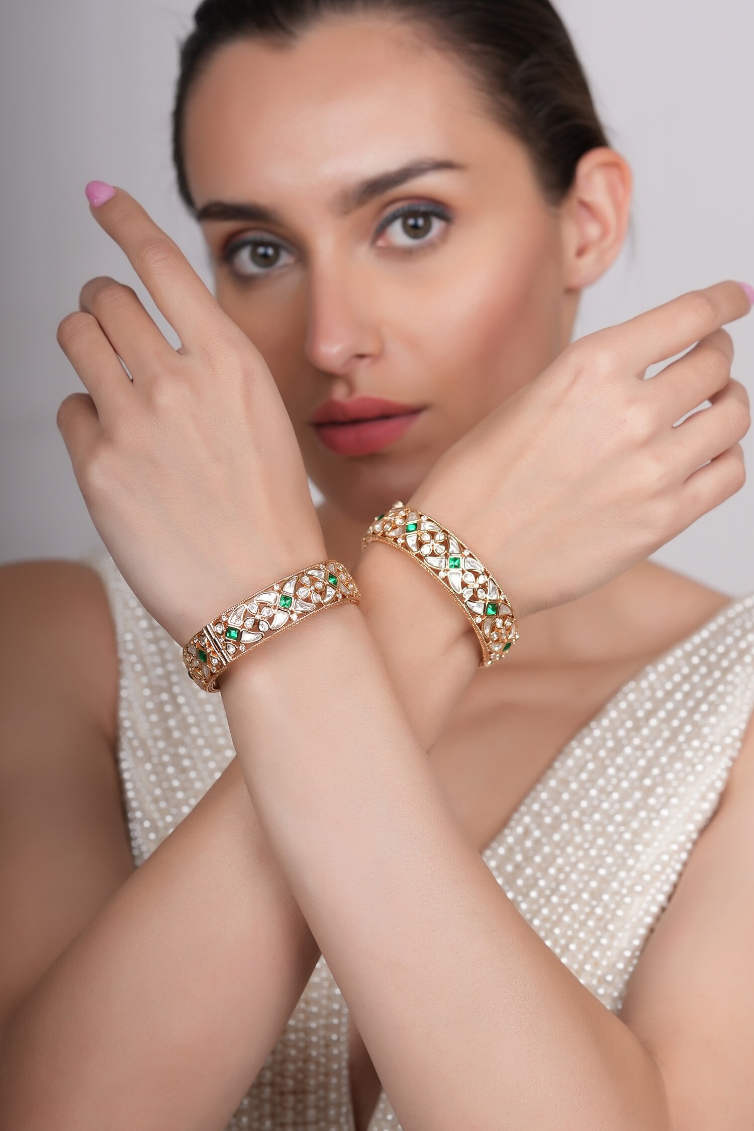 Buy Ekathva Jaipur Aamaya Floral Motif Embellished Bangle - Set Of 2 ...