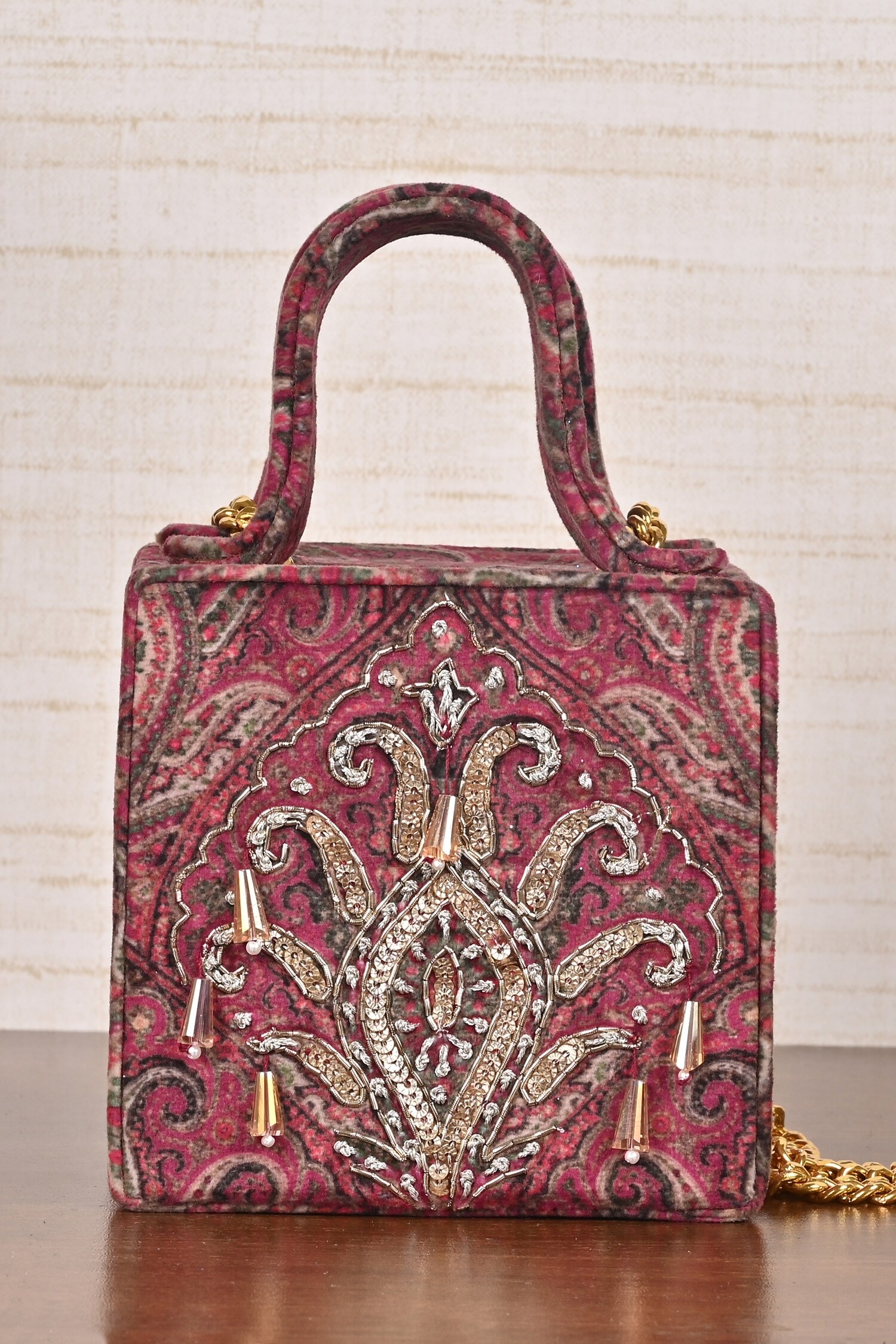 Buy Pink Embellished Sequin Box Clutch by Soniya G Online at Aza Fashions.