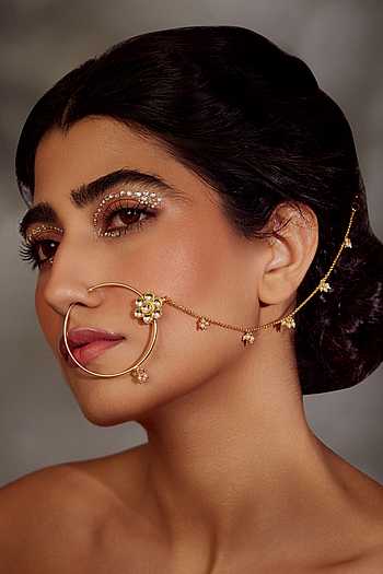 Buy Paisley Pop Anjuri Kundan Nose Ring Online | Aza Fashions
